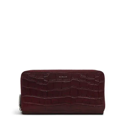 RADLEY Dukes Placefaux Croc Zip Around Wallet - Dark Cherry