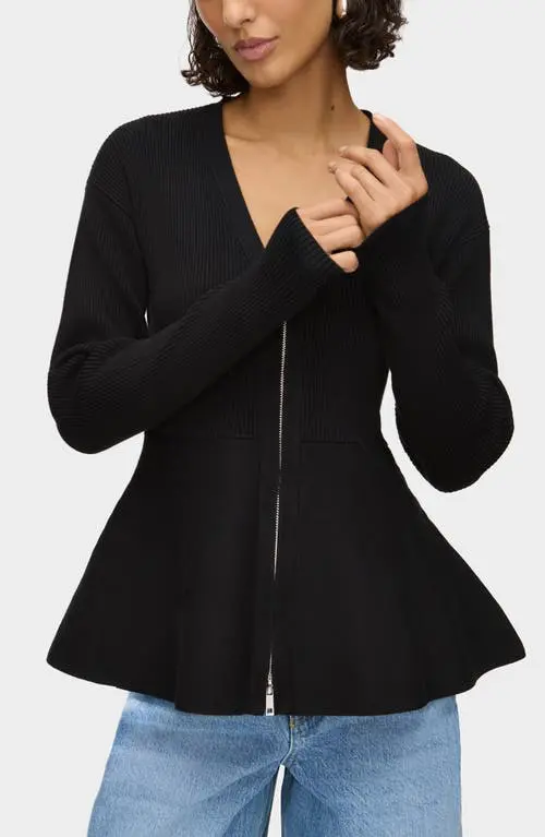 ALIGNE Peplum Detail Rib Zip Cardigan