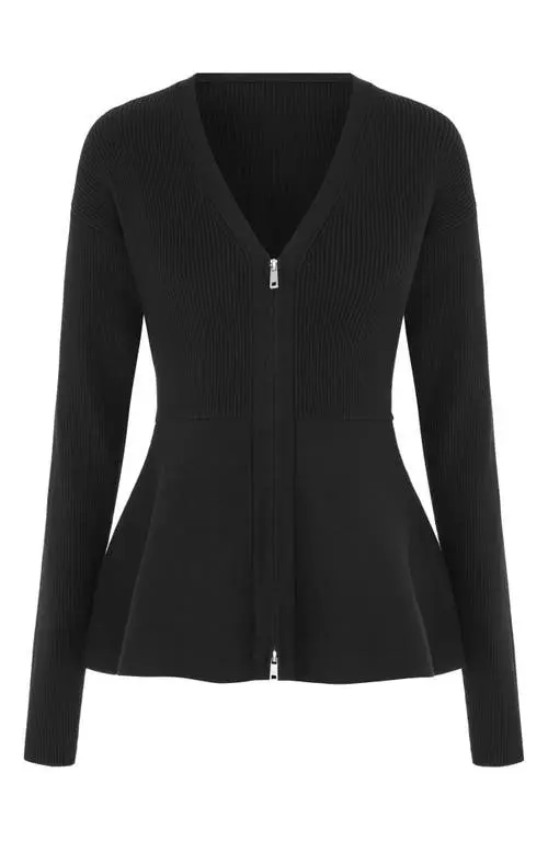 ALIGNE Peplum Detail Rib Zip Cardigan