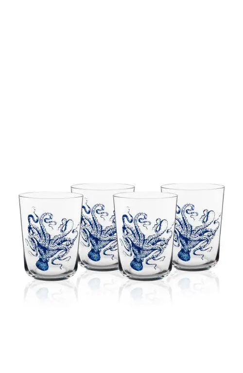CASKATA Lucy Blues Small Drinking Glass Set Of 4 - Clear