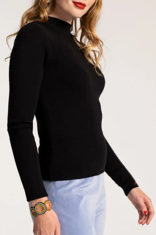 FRANCES VALENTINE Marie Long Sleeve Sweater - Black