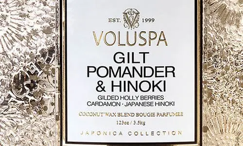 Voluspa Gilt Pomander & Hinoki 5-wick Hearth Candle