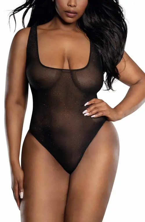 DREAMGIRL Sheer Mesh Teddy - Black