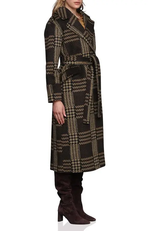 Avec Les Filles Plaid Belted Coat - Chocolate Plaid