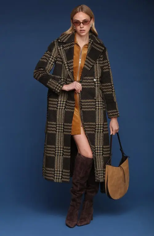 Avec Les Filles Plaid Belted Coat - Chocolate Plaid