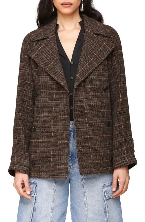 Avec Les Filles Double-breasted Plaid Coat With Tie Belt