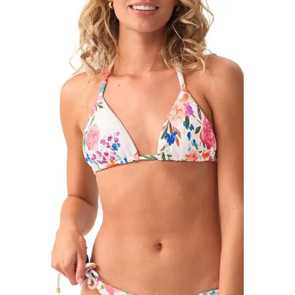 PQ Smocked Triangle Bikini Top - Florencia