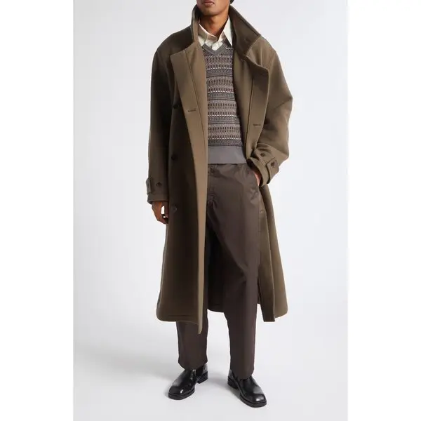 LEMAIRE Double Face Wool Wrap Coat - Thyme