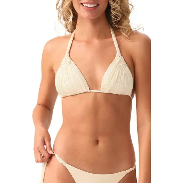 PQ SWIM Mila Triangle Bikini Top - Cream