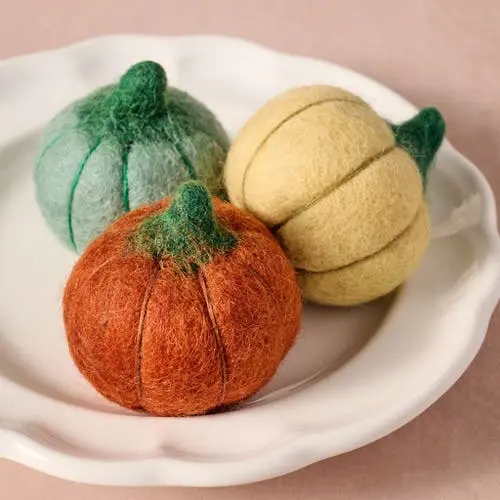 TEN THOUSAND VILLAGES Sapha Pumpkin Shaped Felted Soaps - Multi