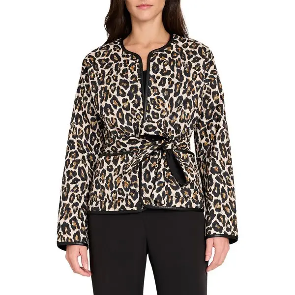 TAHARI ASL Quilted Reversible Jacket With Removable Sash