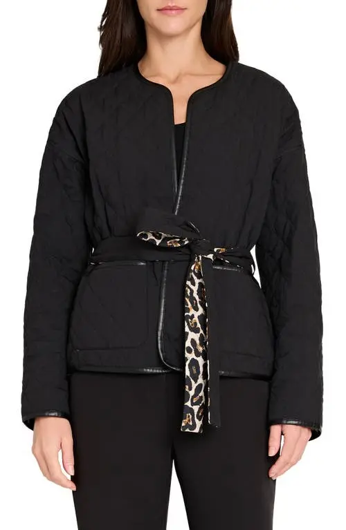 TAHARI ASL Quilted Reversible Jacket With Removable Sash