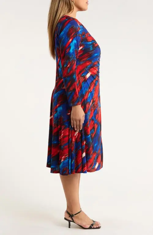 TAHARI ASL Ruched Long Sleeve Dress