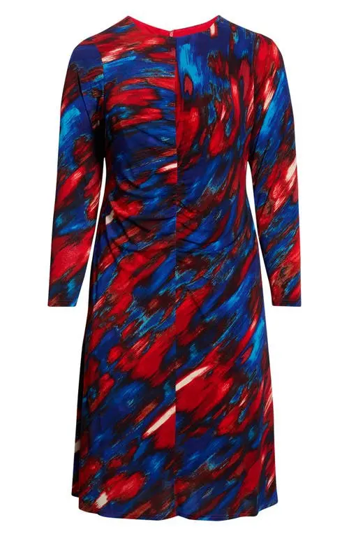 TAHARI ASL Ruched Long Sleeve Dress
