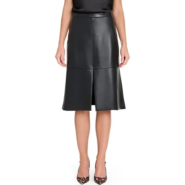 TAHARI ASL Faux Leather A-line Skirt