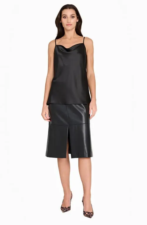 TAHARI ASL Faux Leather A-line Skirt