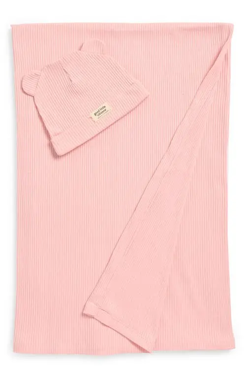 BELLA TUNNO Rib Swaddle Blanket & Hat Set - Light Pink