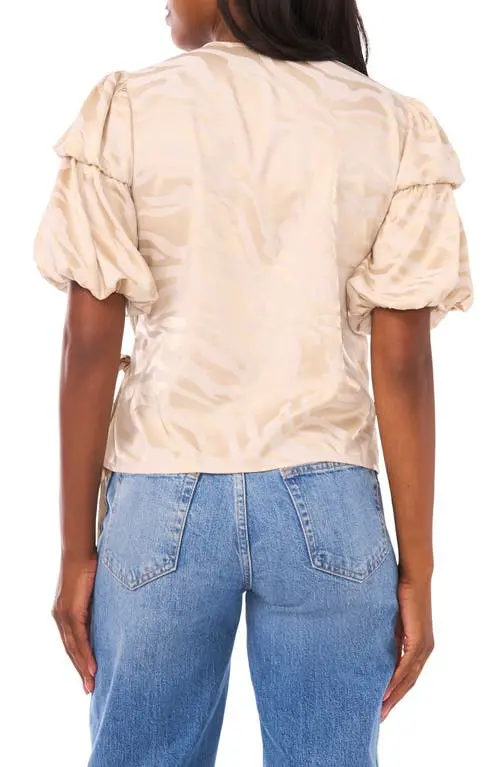 Vince Camuto Satin Jacquard Wrap Front Top