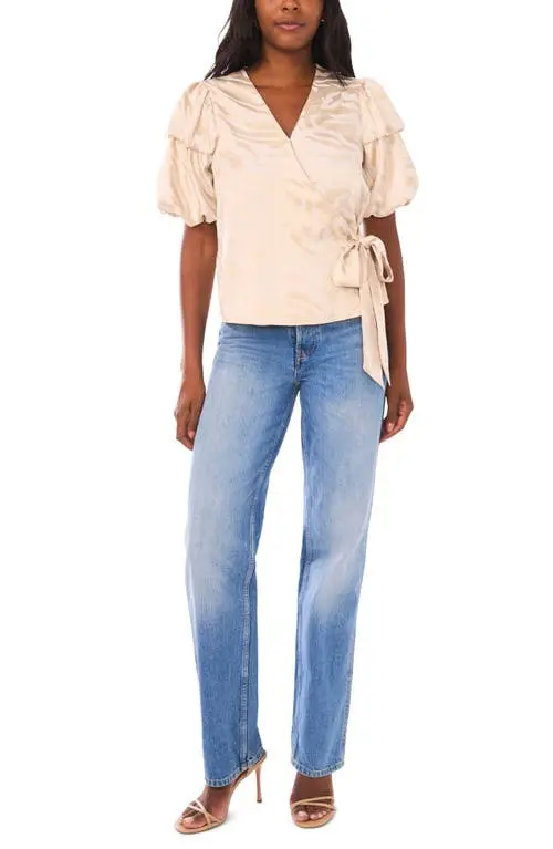 Vince Camuto Satin Jacquard Wrap Front Top