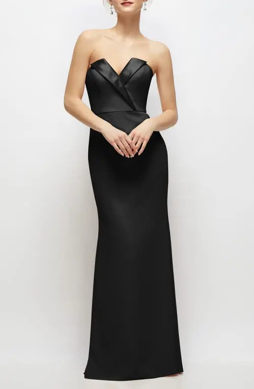 After Six Strapless Tuxedo Gown - Black