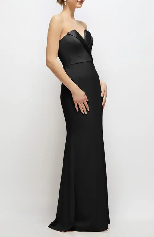 After Six Strapless Tuxedo Gown - Black