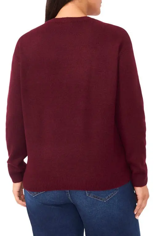 CECE DUPRAZ Floral Appliqué Crewneck Sweater - Wine