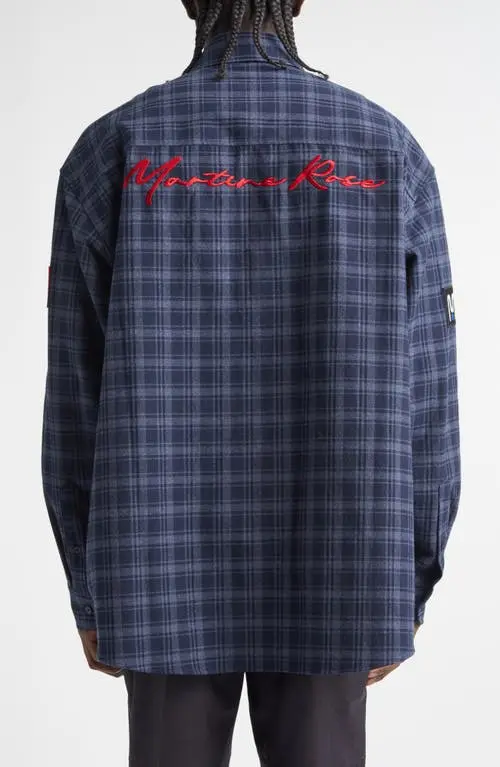 Martine Rose Wallet Chain Plaid Flannel Button-up Shirt