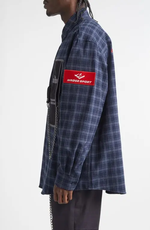 Martine Rose Wallet Chain Plaid Flannel Button-up Shirt