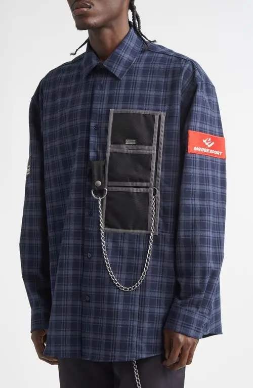 Martine Rose Wallet Chain Plaid Flannel Button-up Shirt