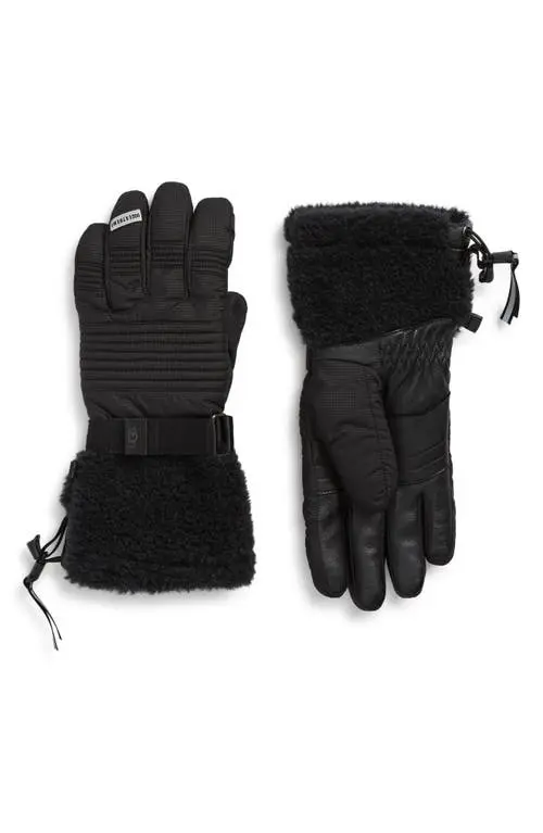 UGG Water Resistant Mixed Media Leather Gloves - Black