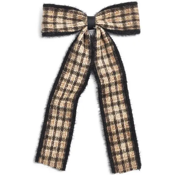 Bp. Plaid Hair Bow Barrette - Brown Plaid
