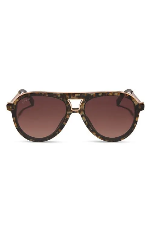 DIFF Tosca Iii 56mm Aviator Sunglasses - Glitter Tortoise/brown