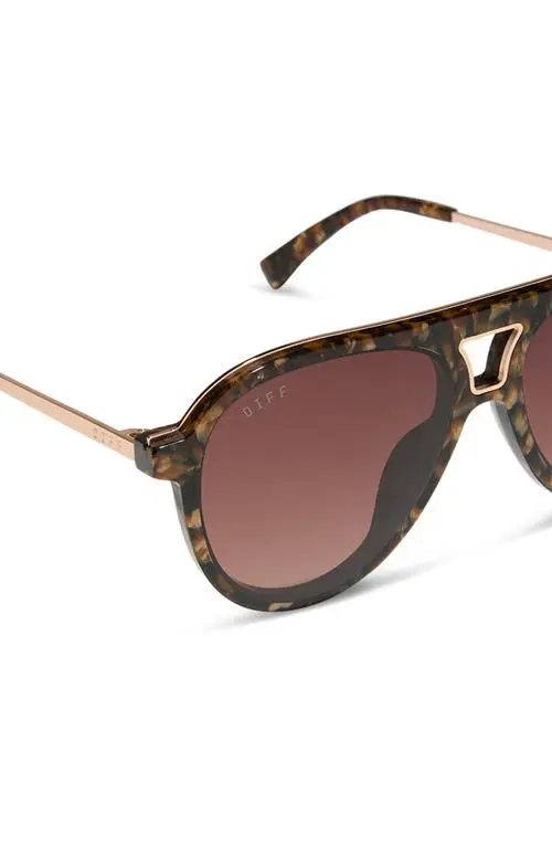 DIFF Tosca Iii 56mm Aviator Sunglasses - Glitter Tortoise/brown