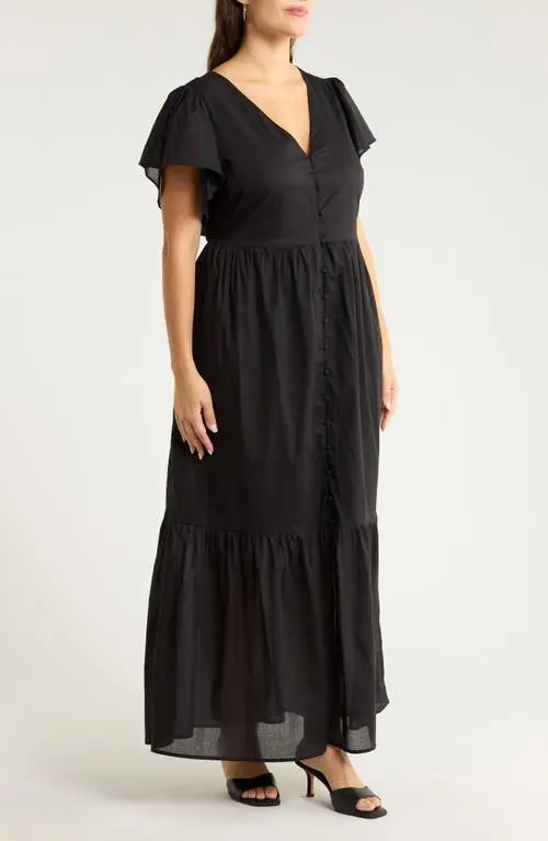 SUGARLIPS Brigid Flutter Sleeve Midi Dress