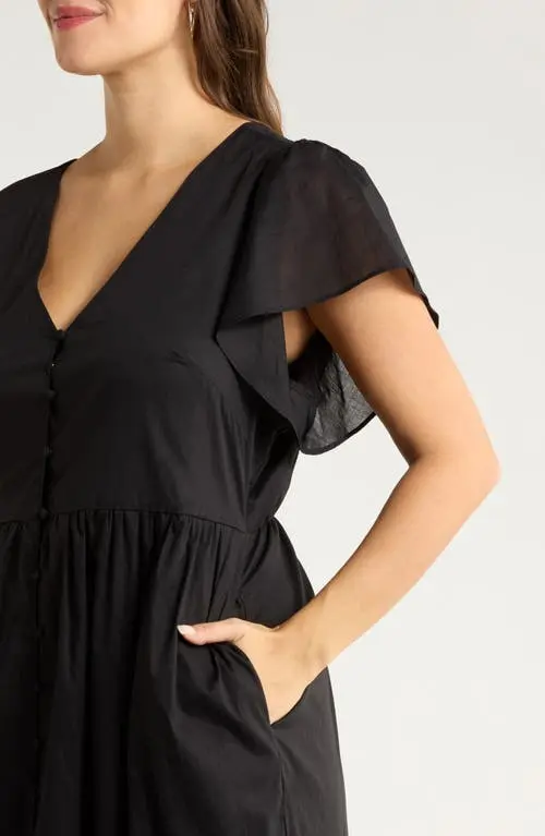 SUGARLIPS Brigid Flutter Sleeve Midi Dress