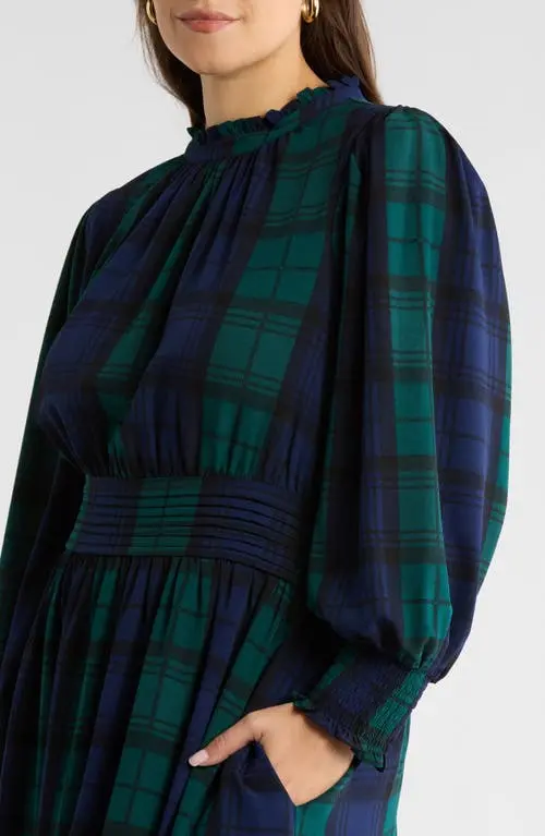 SUGARLIPS Plaid Long Sleeve Maxi Shirtdress