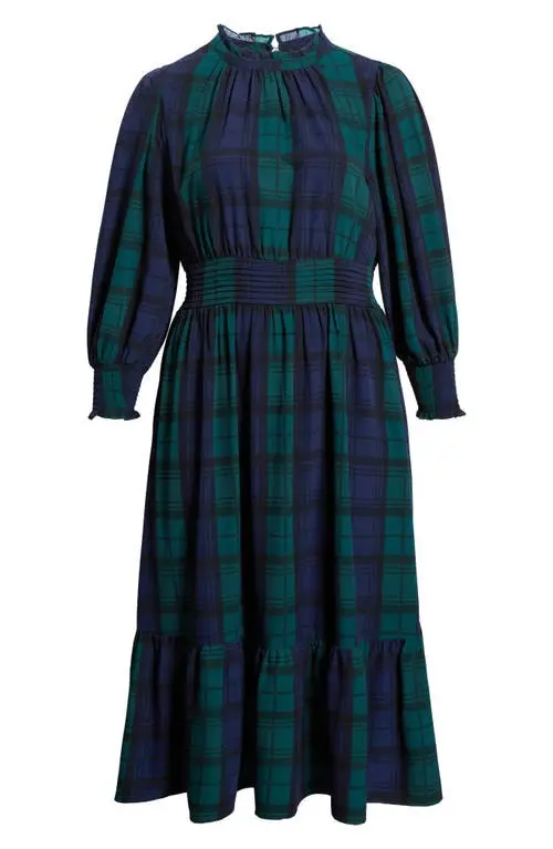SUGARLIPS Plaid Long Sleeve Maxi Shirtdress