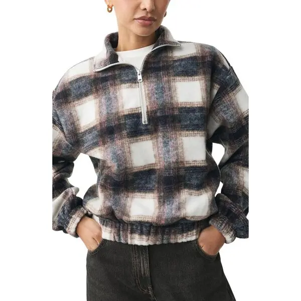 NEXT Plaid Quarter-zip Sweatshirt