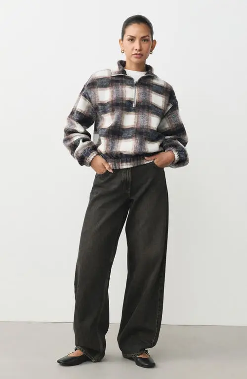 NEXT Plaid Quarter-zip Sweatshirt