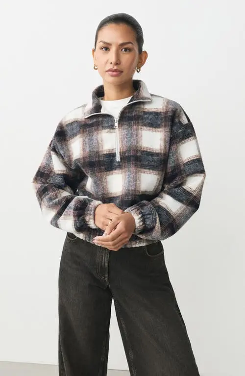 NEXT Plaid Quarter-zip Sweatshirt