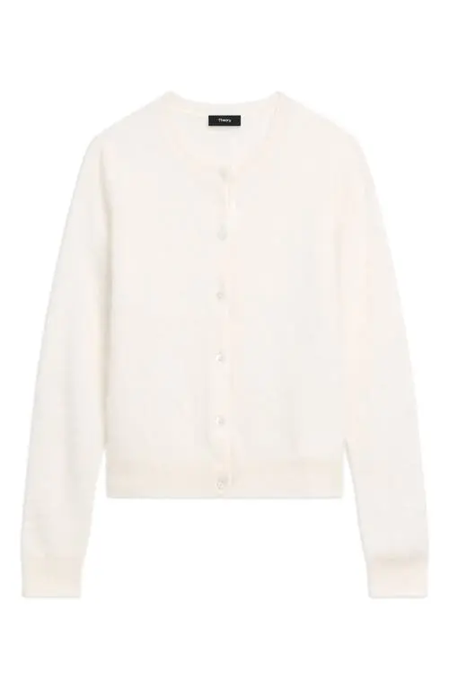 Theory Brushed Cashmere Cardigan - Ivory