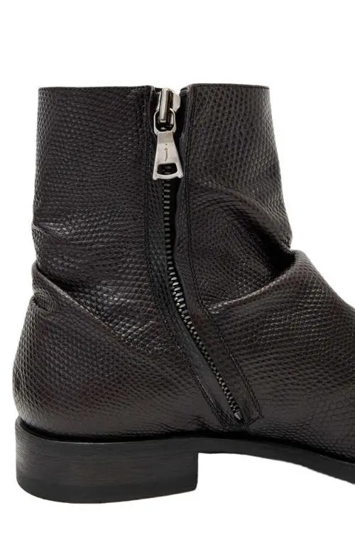 John Varvatos Morrison Sharpei Slouchy Reptile Embossed Boots - Black