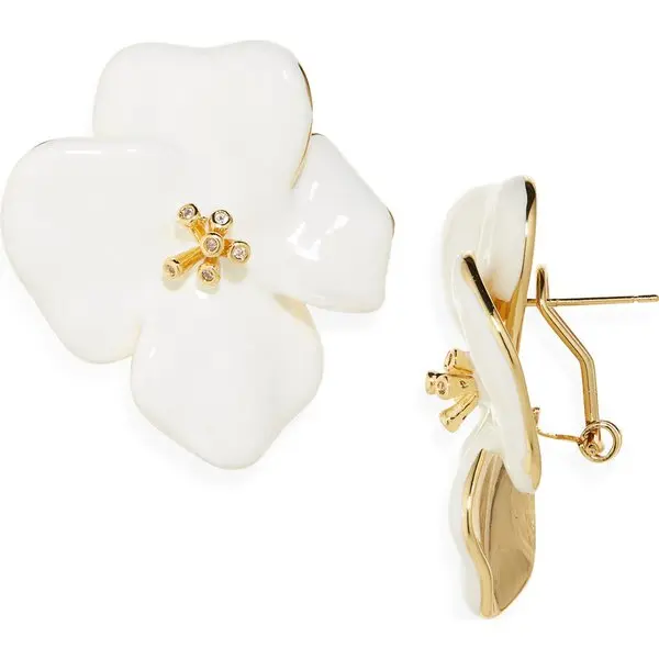 Shashi Bloom Large Drop Earrings - Gold/white