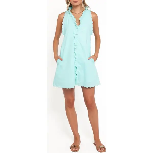 PETAL & PUP Cassandra Ruffle Sleeveless A-line Mini Dress - Aqua