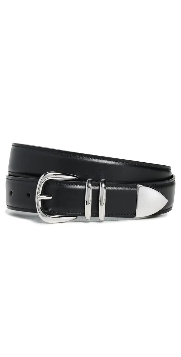A.L.C. Carson Cowhide Belt With Silver-tone Hardware - Black/shiny Silver