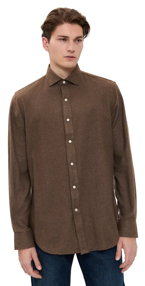 Ralph Lauren Brushed Twill Sport Shirt - Alpine Brown Heather