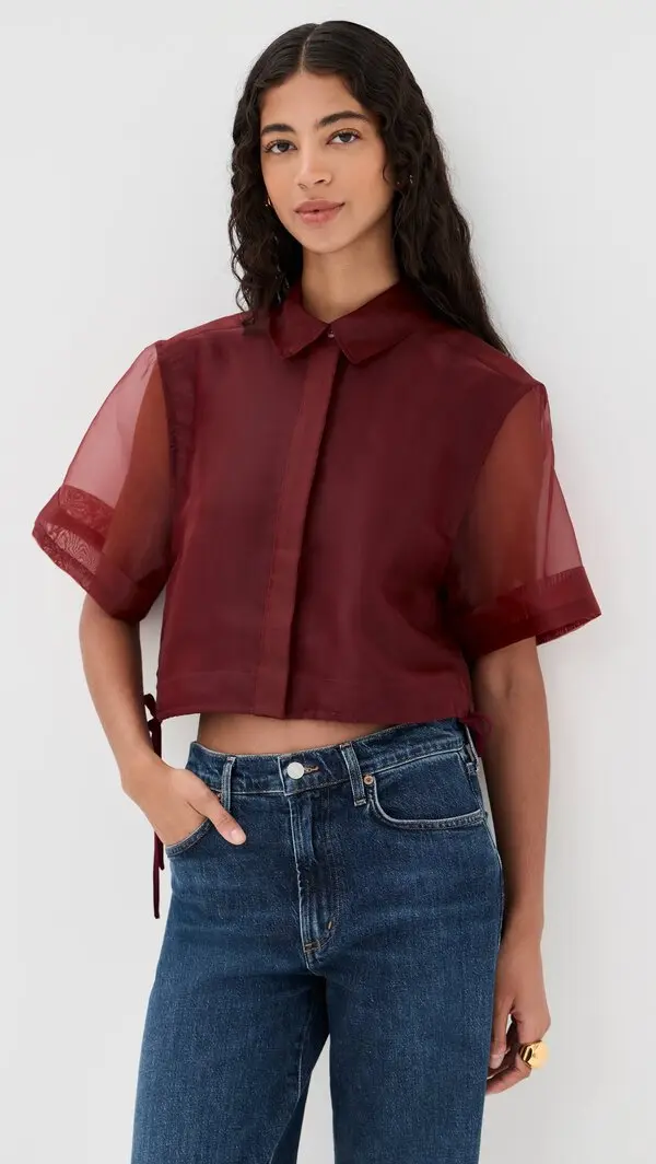 Simkhai Ryett Short Sleeve Crop Shirt