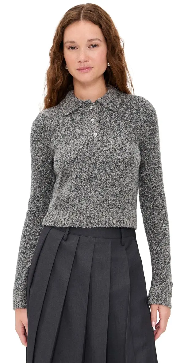 LE BOP Boucle Polo Sweater - Charcoal