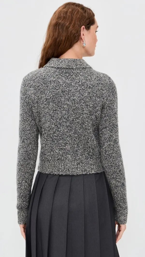 LE BOP Boucle Polo Sweater - Charcoal