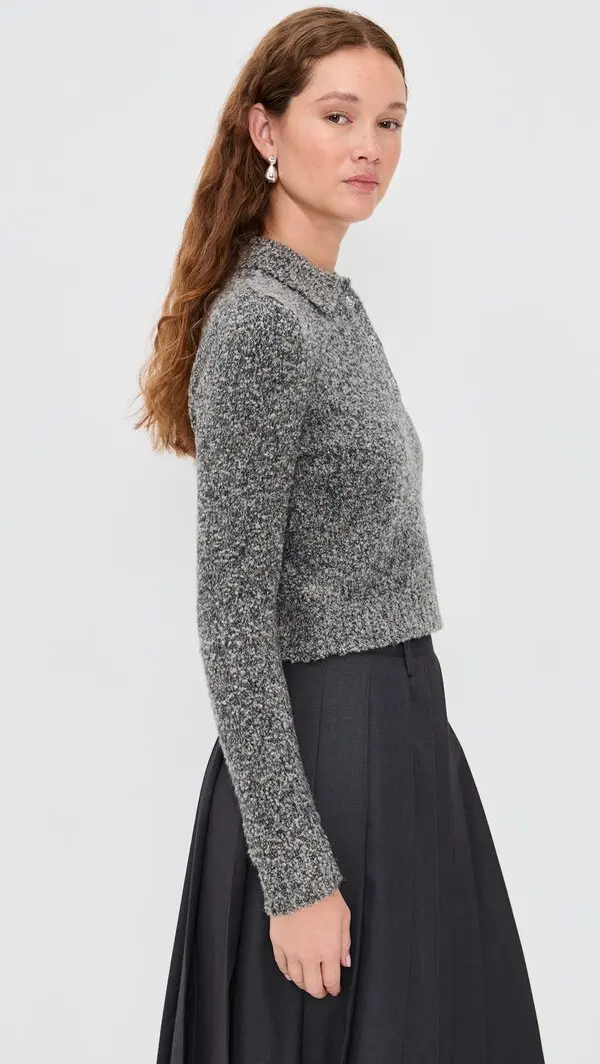 LE BOP Boucle Polo Sweater - Charcoal